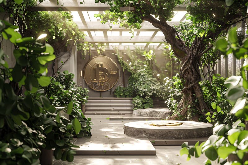 A 3D Concept Visualization of a Bitcoin Garden Where Digital Coins Grow ...