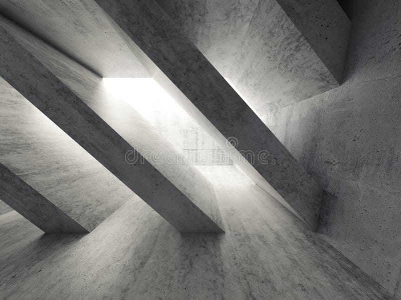 3 D Concrete Interior with Diagonal Columns Stock Illustration ...