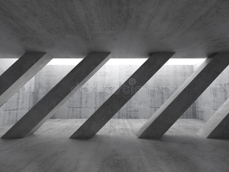 3d Concrete Interior. Diagonal Columns Stock Illustration ...