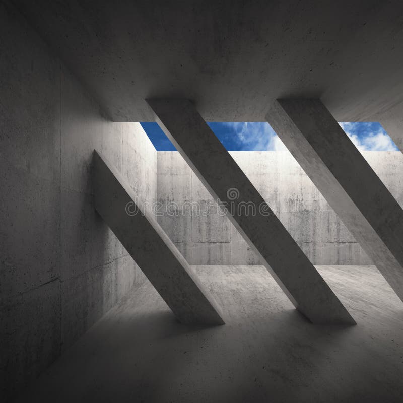 3 D Concrete Room with Diagonal Columns Stock Illustration ...