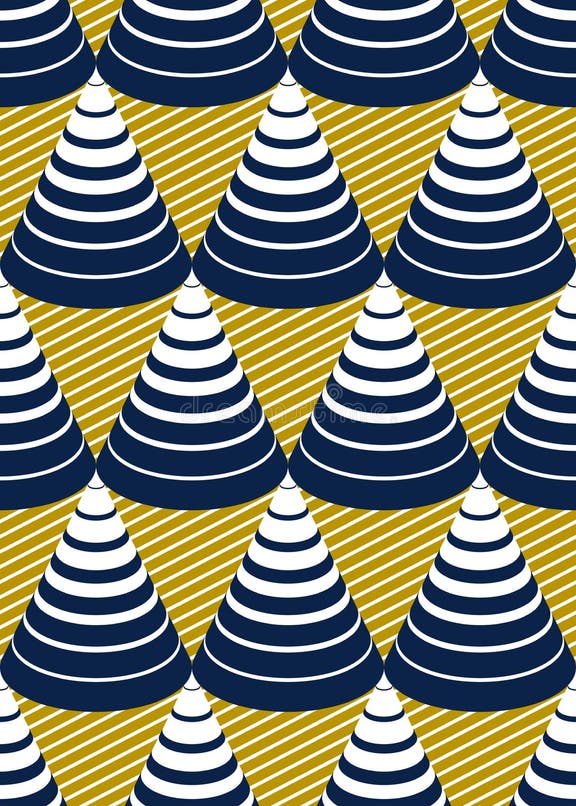 3D Cones Optical Seamless Pattern, Vector Repeat Tiling Background, Op ...