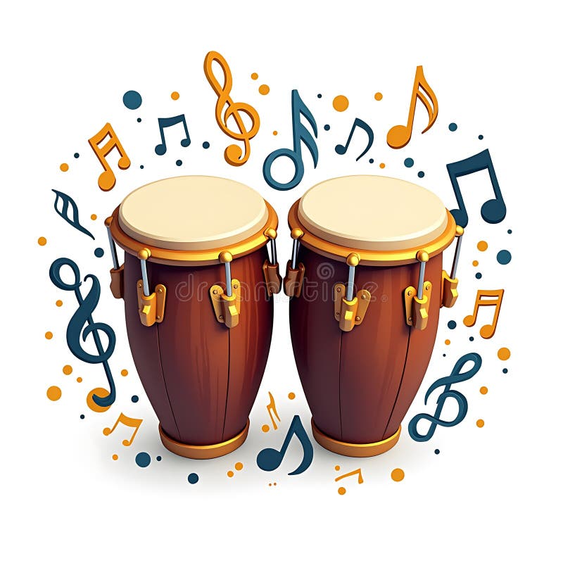 3D Conga Drums Isolated on a White Background Stock Illustration ...
