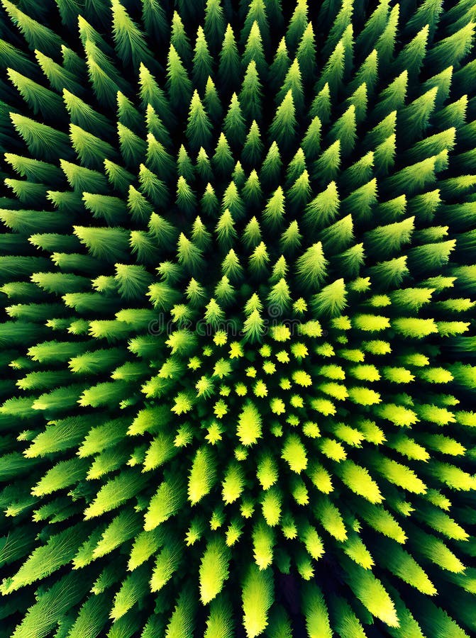 3D Coniferous Forest with Birdseye Neutral View. Stock Illustration ...