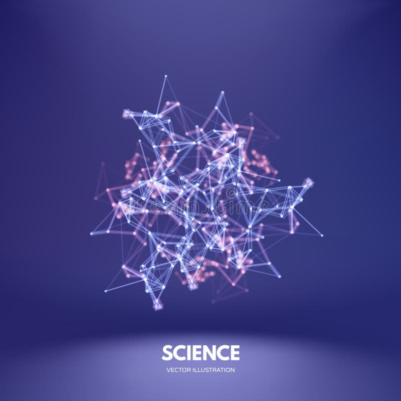 3d Connection Structure. Futuristic Technology Style. Low-poly Element ...