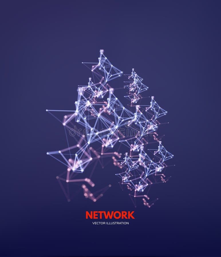 3d Connection Structure. Futuristic Technology Style. Low-poly Element ...
