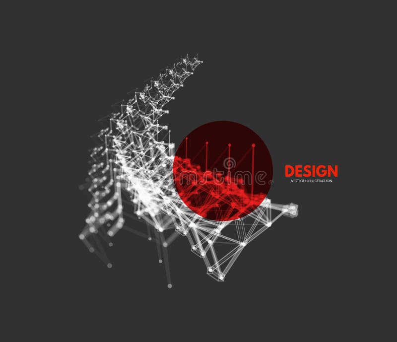 3d Connection Structure. Futuristic Technology Style. Low-poly Element ...