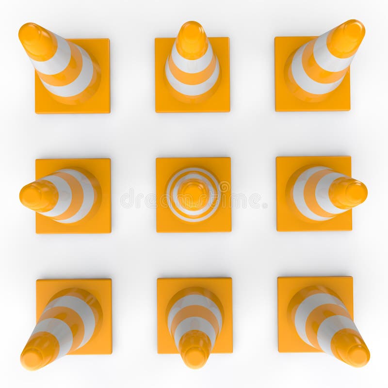 3d Construction Cones Arranged in Grid Stock Illustration ...