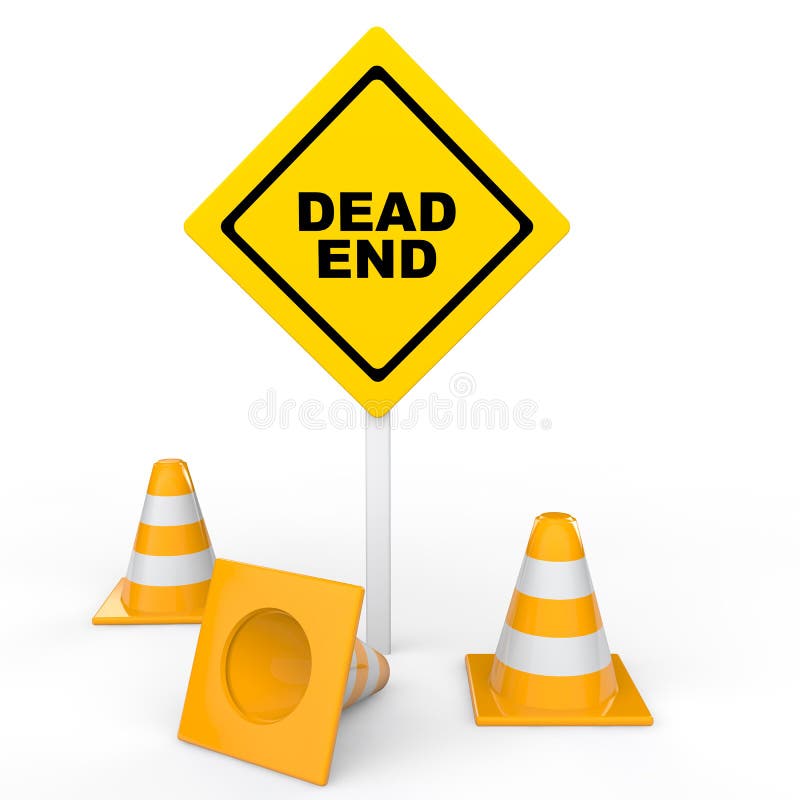 3d Construction Cones and Dead End Sign Board Stock Illustration ...