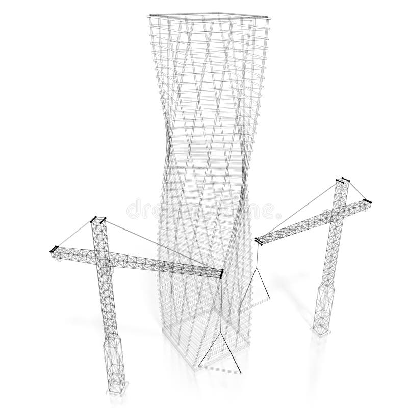 Wireframe of Office Building Stock Illustration - Illustration of ...