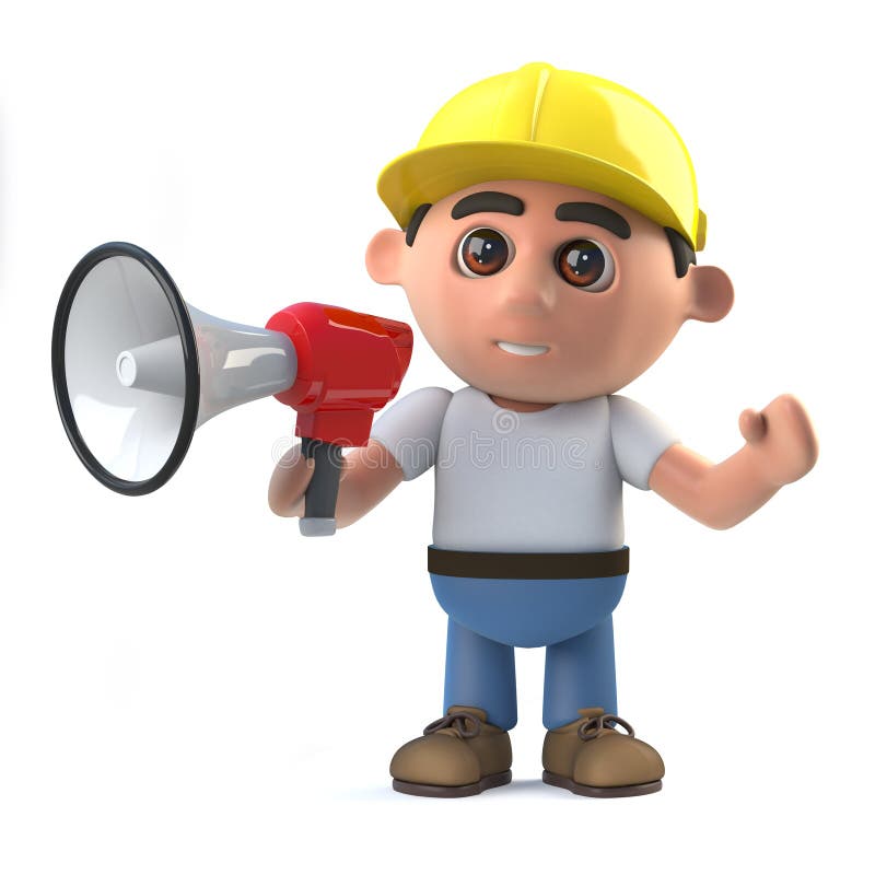 3d Construction Worker Waves Hello Stock Vector - Illustration of hello ...