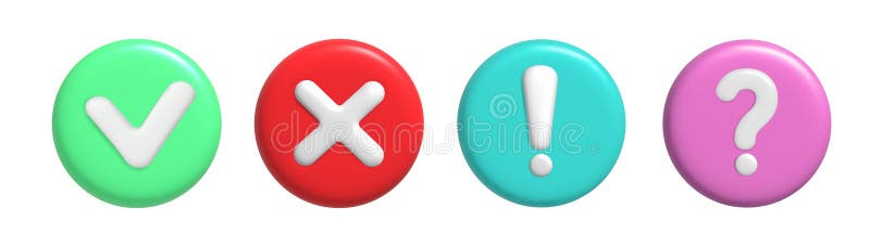 3d Control Sign, Warning, Caution, Cross . Realistic Question Mark ...