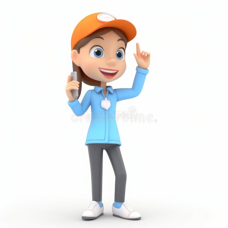 3D Cool Female Character Speaking on a Smartphone Generative AI Stock ...