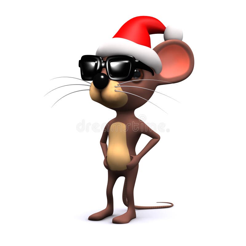 3d Cool mouse Santa stock illustration. Illustration of cool - 41604521