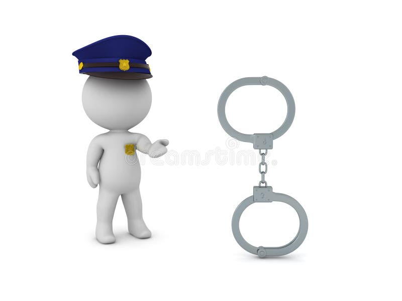 3D Cop showing hand cuffs stock illustration. Illustration of isolated ...