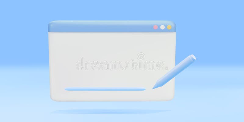 3d Copywriting, Writing Icon. Document Concept. Web Page and Pencil ...