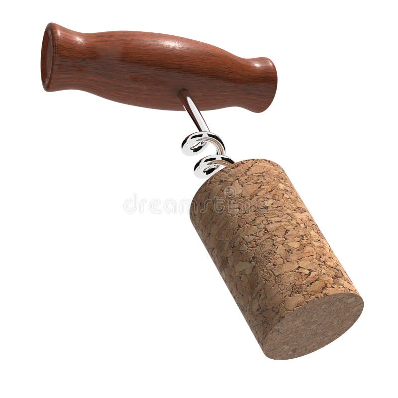 3d Corkscrew with Opened Cork Stock Illustration - Illustration of ...