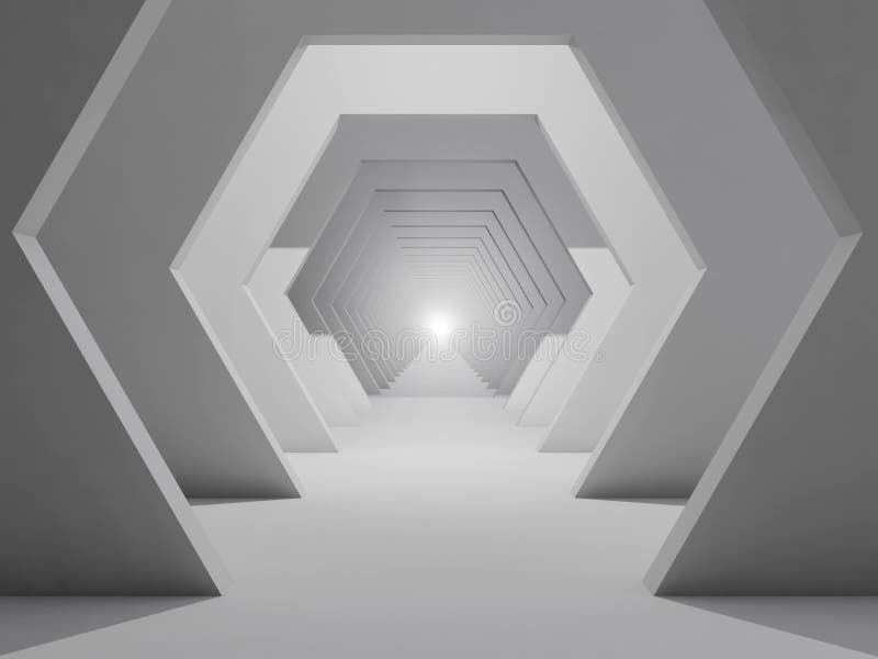 3d Corridor with Hexagonal Design Elements Stock Illustration ...
