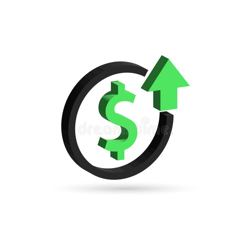 3D Cost Rising Icon with Dollar Symbol. Stock Illustration ...