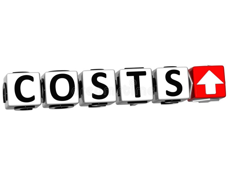 3D Costs Button Click Here Block Text Stock Illustration - Illustration ...