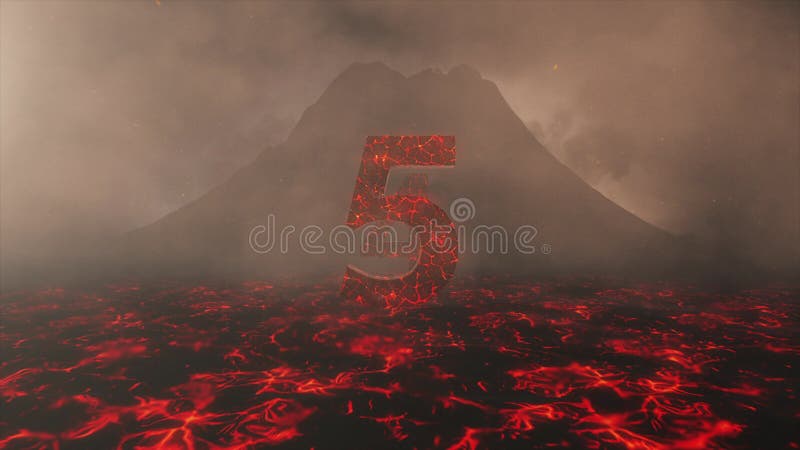 3D Countdown. Number Fly Over Lava Stock Video - Video of embers, vapor ...