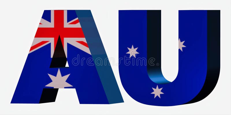 AU - Abbreviation of Australia. Metallic 3d Icon or Logotype Template ...
