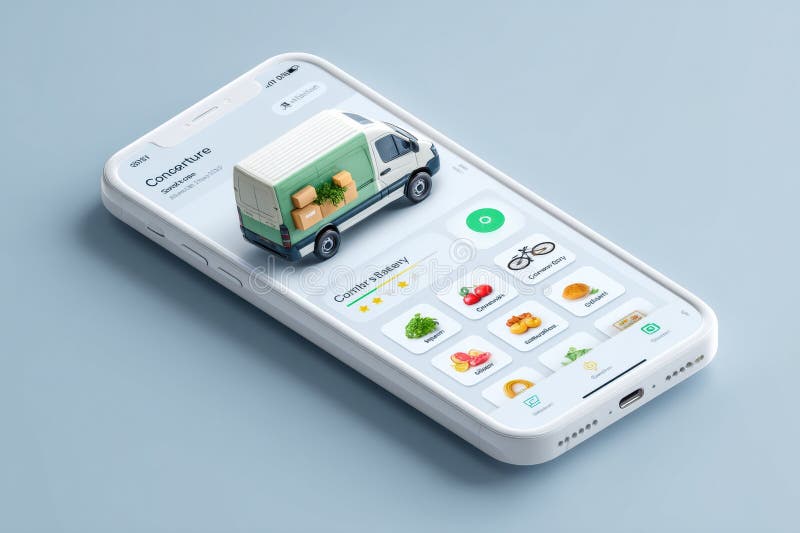 3D Courier App Interface Mockup Displays Completed Delivery Rating and ...