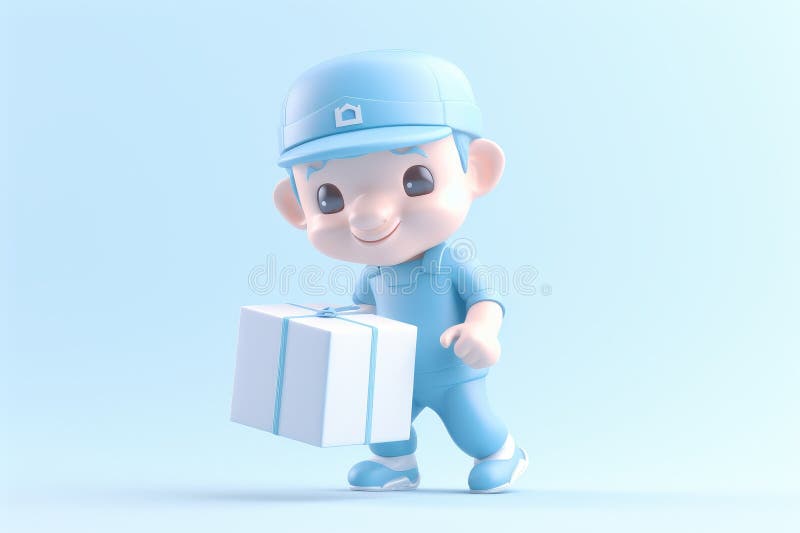 3d Courier Boy Delivers the Package To the Customer Generative AI Stock ...