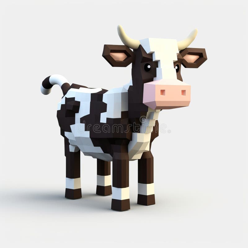Adorable Pixel Cow: a Charming 8k 3d Creation with a Classic Black and ...