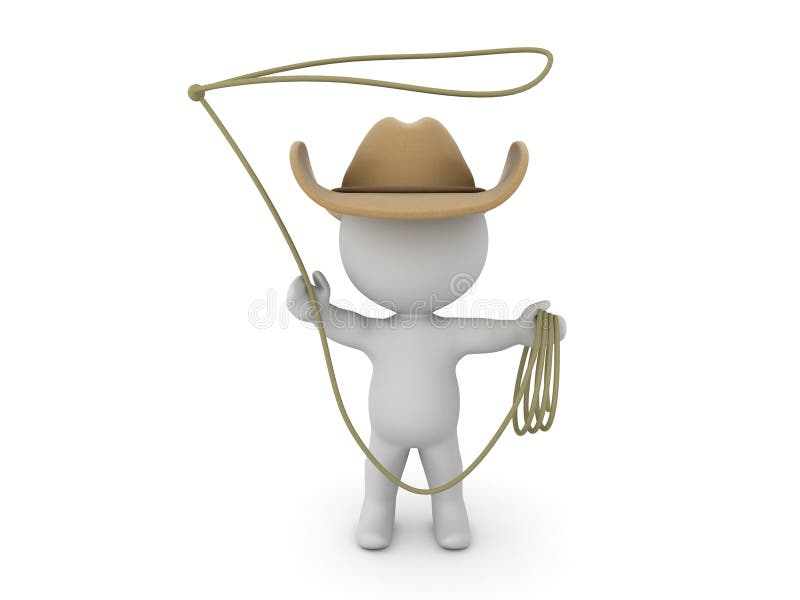 3D Cowboy with lasso stock illustration. Illustration of countryside ...