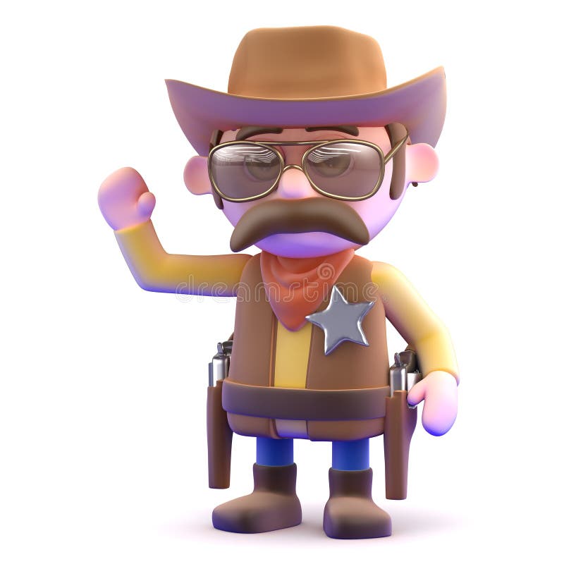 3d Cowboy waving stock vector. Illustration of funny - 38652529