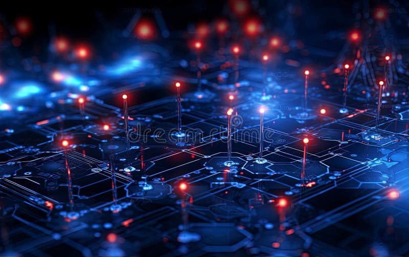 3D CPU Design in Blue Tones. Computer Graphics. Stock Illustration ...