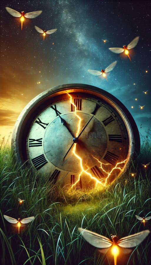 A 3d Cracked Clock of the Ages Time Concept Stock Illustration ...