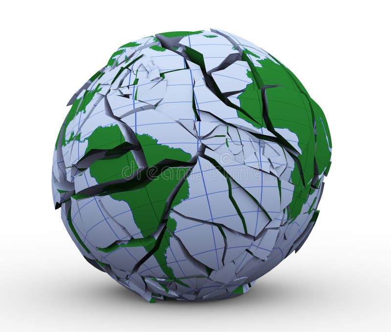 3d Cracked Globe Earth World Stock Illustration - Illustration of save ...