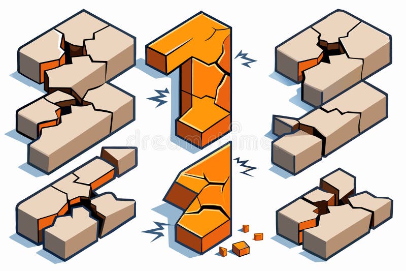 3d Cracked Rock Number Vector Art Stock Vector - Illustration of ...