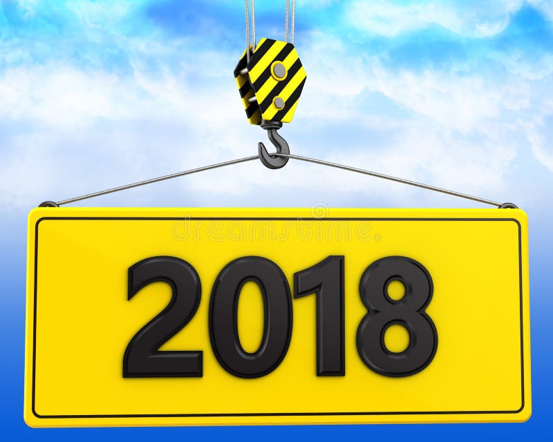 3d Crane Hook with 2018 Sign Stock Illustration - Illustration of digit ...