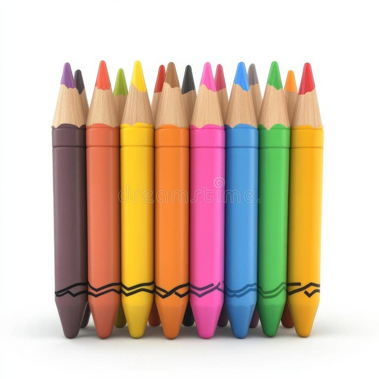 3D Crayons Model Play and Create Beautiful Drawings. 3D Illustration ...
