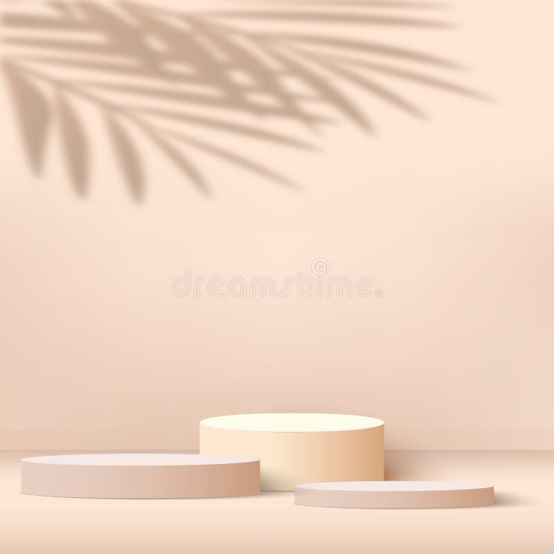 3d Cream Color Podium and Minimal Cream Color Wall Scene. 3d Podium ...