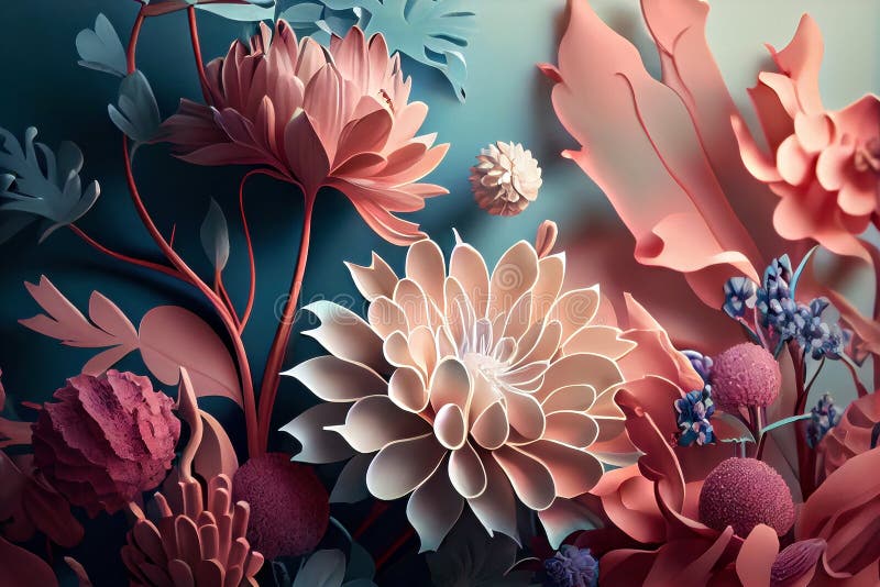 3D Creative Flower Backdrop, Soft Light. Generative Ai Stock ...