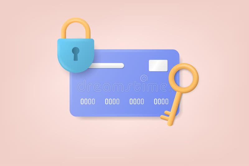 3d Credit Card with Key and Padlock, Protected Payment, Secure Credit ...