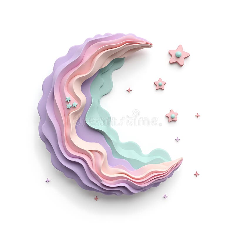 3D Crescent Shape Isolated on a White Background Stock Illustration ...