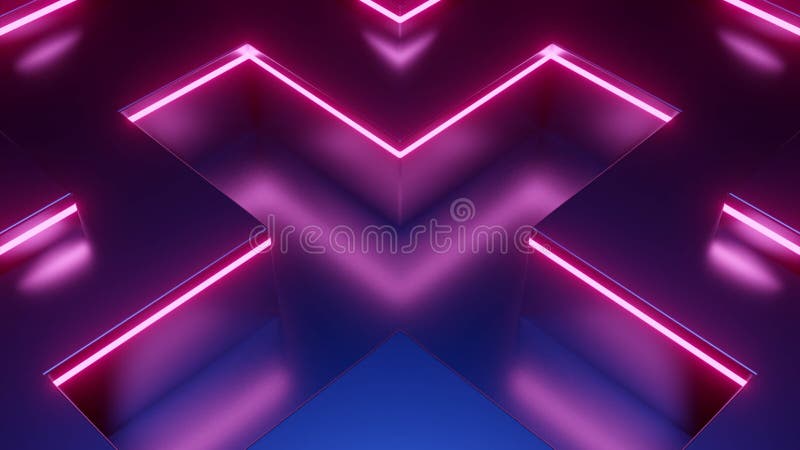 3D Cross Pattern with Neon Lines. Design. 3D Animation of Moving ...