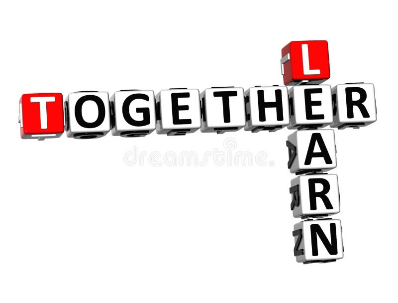 3D Crossword Learn Together on White Background Stock Illustration ...