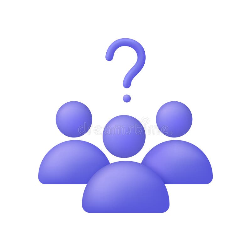 3D Crowd of People with Question Mark. Choice, Problem Solving Concept ...