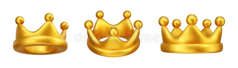 Gold crown icon 3d. stock vector. Illustration of king - 304566158