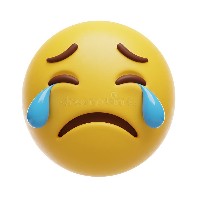 3d Crying Emoji Face Graphic Isolated on White Background Stock ...