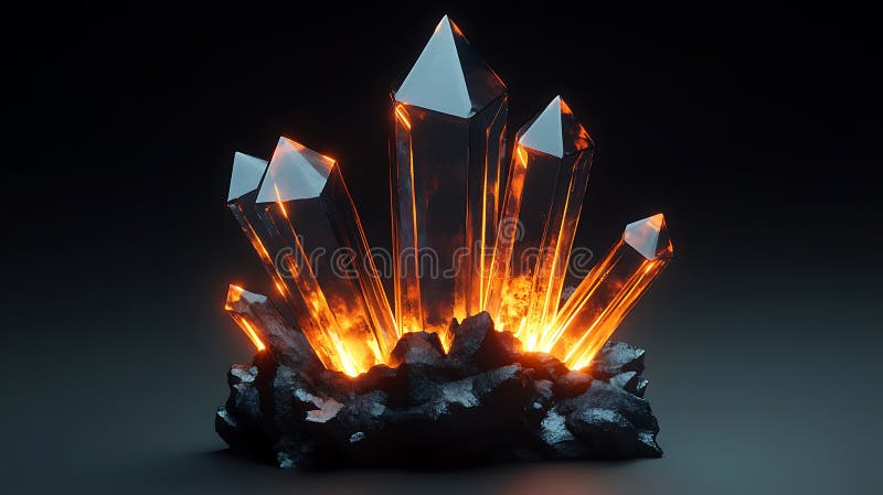 3d Crystal with Edge Channels Glowing Interior Dark Referencing ...