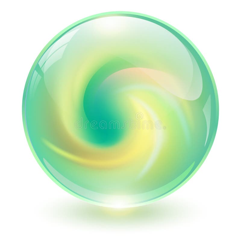 3D Crystal, Glass Sphere with Abstract Spiral Shape Inside Stock Vector ...