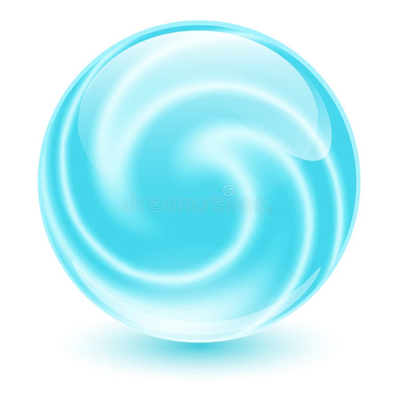 3D Crystal, Glass Sphere Blue with Abstract Spiral Shape Inside Stock ...