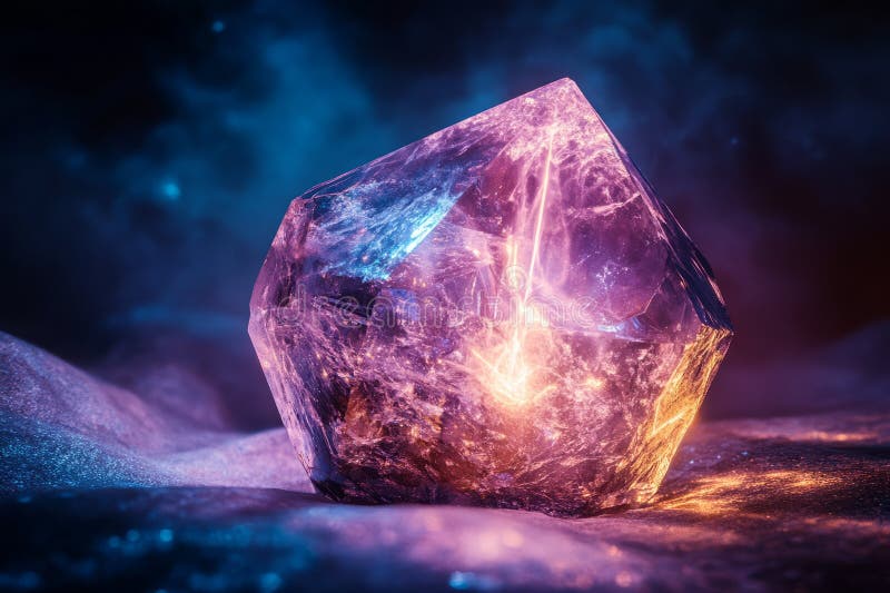 3D Crystal with Light Energy Inside it Stock Image - Image of luminous ...