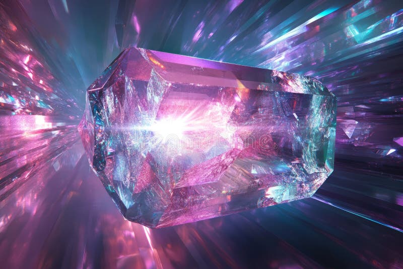 3D Crystal with Light Energy Inside it Stock Photo - Image of luminous ...
